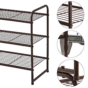 YMYNY Freestanding Shoe Racks, 3 Tiers Stackable & Adjustable Shoe Storage Shelf, Extra Large Capacity Shoe Organizer Stand for 20-24 Pairs, for Entryway, Closet, Bedroom, Brown, 42.9" L, UHXJ302BR