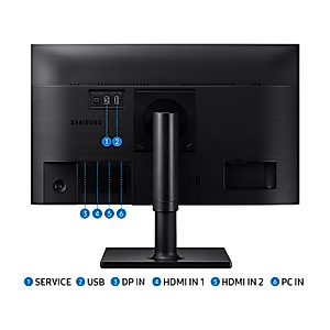 SAMSUNG FT45 Series 24-Inch FHD 1080p Computer Monitor, 75Hz, IPS Panel, HDMI, DisplayPort, USB Hub, Height Adjustable Stand, 3 Yr WRNTY (LF24T454FQNXGO),Black