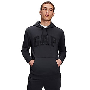 GAP mens Logo Fleece Hoodie Sweatshirt, Moonless Night, X-Small US