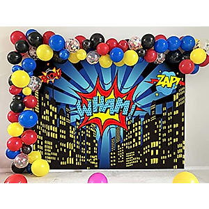 Superhero City Theme Photo Booth Birthday Party Decoration Supplies Background Studio Prop (7x5FT)