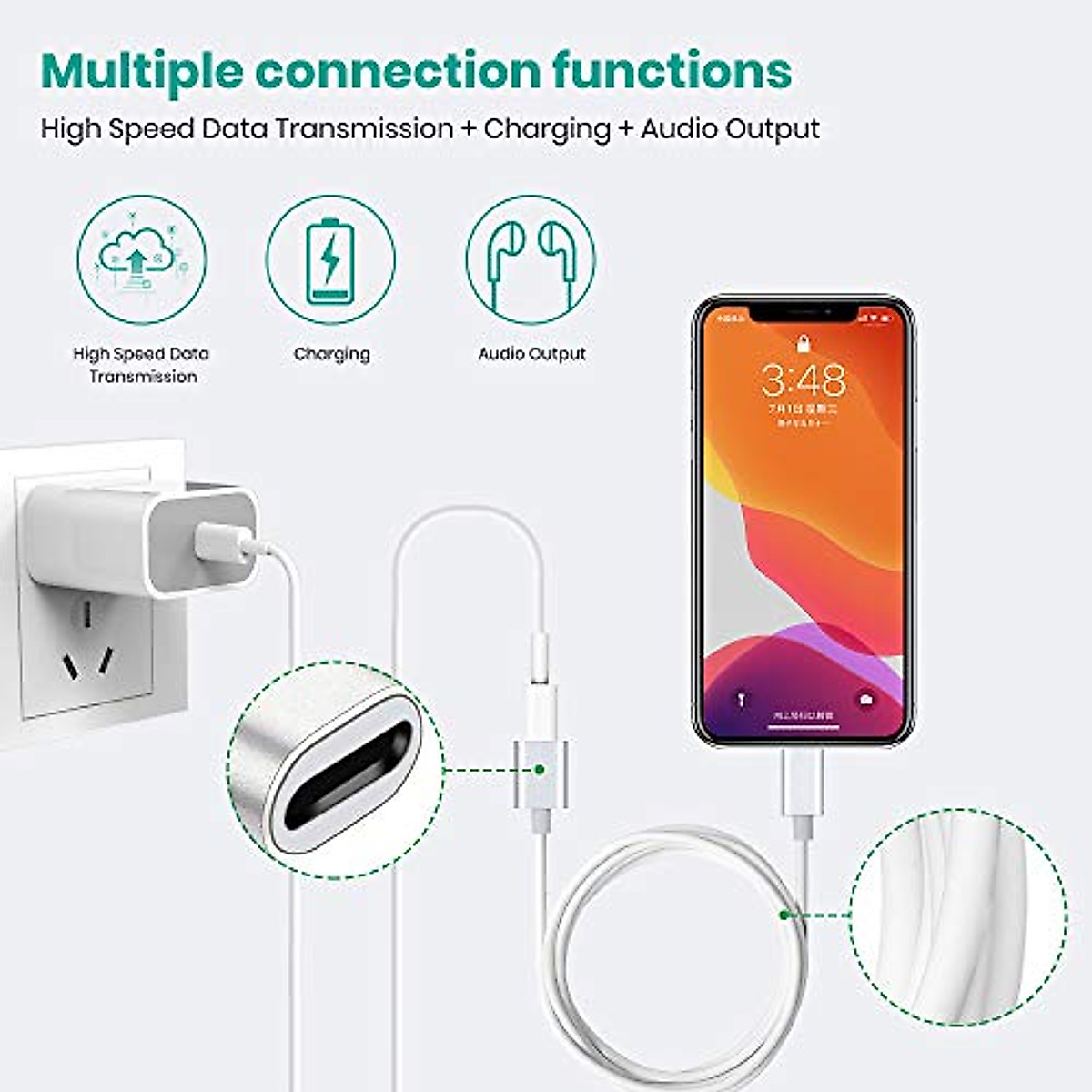 MeloAudio 3.3FT TPE Extension Cord Cable Charging Sync Video & Audio Compatible with iOS Devices (Phone/Pad/Pod), Male to Female Dock Cable Extender Connector Case Adapter