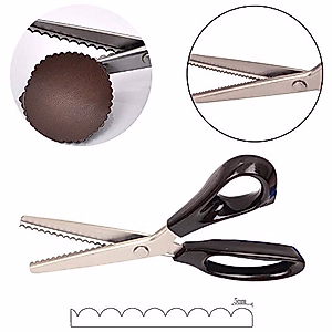Serrated Scalloped Edge Pinking Shears, Multifunction Stainless Steel Shears Tailor Scissors, Professional Zig-Zag Cut Scissors, Sewing Craft Cut Paper Clothing Fabric for Home (5mm, Scalloped)