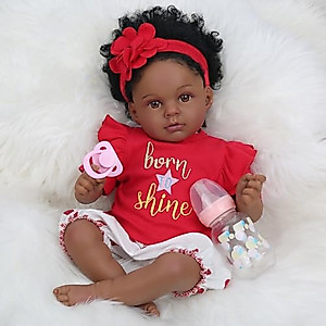 Kaydora Lifelike Reborn Black Girl, 20 Inch Realistic Newborn Baby Dolls That Look Real, Vinyl African American Reborn Baby Doll with Soft Body Best Gift for Kids Age 3+