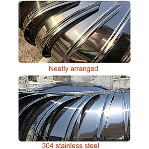 6 Inch Roof Round Wind Turbine Cap Vent Roof Vents Exhaust Hood, 304 Stainless Steel Automatic Rotation by Wind/air Flow Galvanized Bracket Energy Saving for Houses Factory Kitchen Chimney Industrial