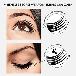 MIRENESSE Secret Weapon Original 24hr Mascara - WINNER BEST MASCARA - Volume, Thickening & Lengthening, Tubing Formula, Easy Water Removal - For Sensitive Eyes - Black (10g / 0.35oz) (Duo)