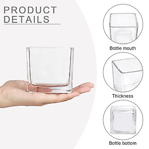 12 Pack Clear Square Glass Vases, Planter Terrarium Flowers Vase Candle Holder for Home,Garden, Wedding Centerpiece Decrations and Formal Dinners (Width 3", Height 3")