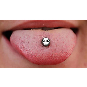 Mr.Jack Logo Tongue Ring. 14Gx7/8(1.6x22mm) 316L Surgical Steel Barbell with 6/6mm Ball Tongue Piericng jewelry. Price per 1 Piece only.