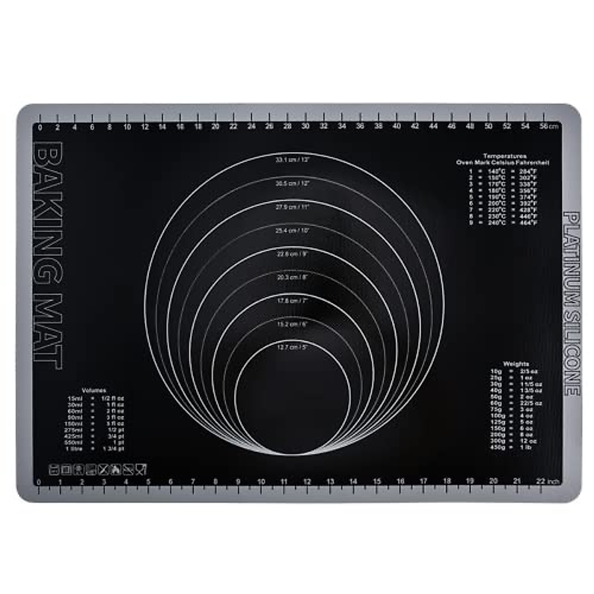 Silicone Baking Mat, Thickened Fiberglass Bakeware Oven Mats, Baking Kneading Pads, 4 Piece Set (black base grey side)