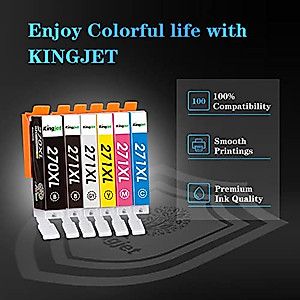 Kingjet Compatible Ink Cartridge Replacement for Canon PGI-270XL CLI-271XL 270XL 271XL for Pixma MG7720 TS8020 TS9020 Printer, 3 Sets High Yield with Grey (6 Color)