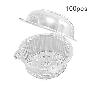 i-CHONY Individual Cupcake Container - 100pcs Cupcake Holder Plastic Disposable Clear Dome Single Cupcake Carrier Holder Muffin Individual Small Container Cases Box Cups