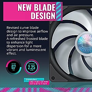 Cooler Master SickleFlow 140 V2 ARGB Square Frame Fan, ARGB 3-Pin Customizable LEDS, Air Balance Curve Blade, Sealed Bearing,140mm PWM Control for Computer Case & Liquid Radiator
