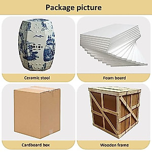 KIROJA Decorative Ceramic Garden Stool, Glazed Hollow Landscape Celadon Shoe-Changing Stool Drum Stool, Suitable for Outdoor Garden, Living Room, Terrace, Etc.