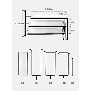 Sweese 731.101 3 Tiered Serving Stand, Foldable Rectangular Food Display Stand with White Porcelain Platters - Serving Trays, Dessert Display Server for Brithday Party, Valentine's Day and Events