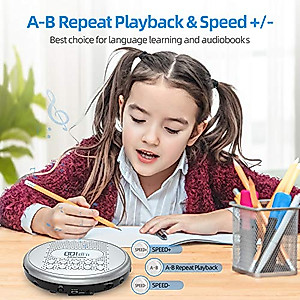 CD Player Portable, ARAFUNA Rechargeable Portable CD Players for Car with Speakers, Anti-Skip Walkman CD Player with Backlit Button, LCD Display and AUX Cable