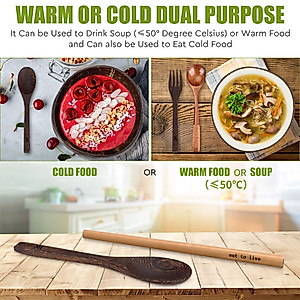 Nonaka Coconut Bowl Set - Wooden Smoothie Bowls And Spoons Are Perfect For Your Dinnerware - Coconut Bowls And Wooden Spoon Sets Contain Fork, Soup Spoons, Bamboo Straw & Cutlery Carrying Pouch