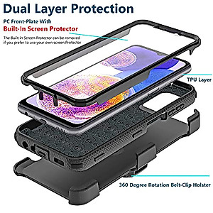 Covrware for Samsung Galaxy A23 5G / A23 (4G) Aegis Series case, Full-Body Rugged Dual-Layer Shockproof Protective Swivel Belt-Clip Holster Cover with Built-in Screen Protector, Kickstand, Black