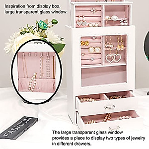 Kendal Jewelry Boxes for Girls Women, White Jewelry Box with Porcelain Pattern, Stand Layer Jewelry Organizer Box Display Necklace, Earring, Ring, Jewelry Storage Case as Ideal Gift