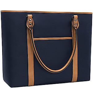 15.6 inch Laptop Bag for Women,Multi Pockets Large Work Bag,Lightweight Water Resistant Nylon Laptop Tote Bag Messenger Bag,Graduation Gifts,Blue