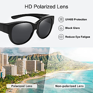 Br’Guras Oversized Polarized Fit over Sunglasses Over Glasses for Men and Women (Black, Black)