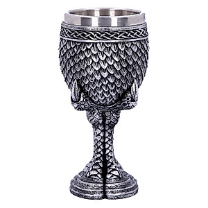 Nemesis Now U4708P9 Grey Scale Dragon Claw Goblet 16.7cm, Resin w. Stainless Steel