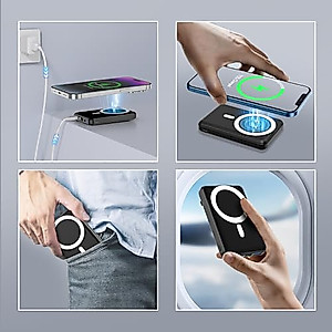 podoru Magnetic Power Bank, Foldable 10000mAh Wireless Magnetic Portable Charger with USB-C Cable LED Display 22.5W PD Fast Charging Magnetic Battery Pack for iPhone 15/14/13/12/Mini/Pro Max-Black