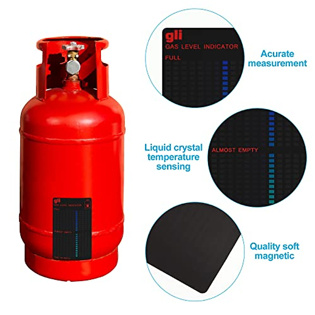 Magnetic Gas Level Indicator Reusable Propane Fuel Level Indicators Propane Tank Gauge Level Indicator Propane Tank Sensor for Home Kitchen Tool (4 Pieces)