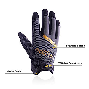 HANDLANDY Work Gloves with Grip for Men & Women, Mechanic Working Gloves Touchscreen, Flexible Thin Work Gloves (Medium, Grey)