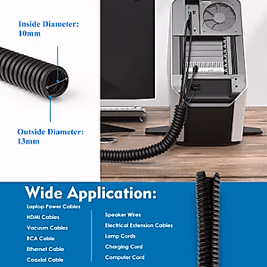 Cacovedo 30 ft Dog Cat Cord Protector Electric Wires Covers Wire Loom Tubing Protect Wires from Rabbits, Cats and Other Pets - Outside Diameter 13mm