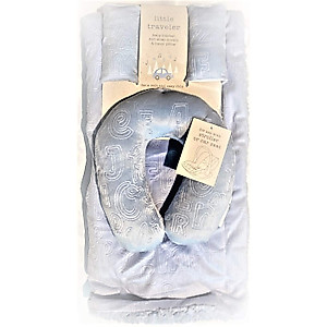 Little Traveler Baby Blanket (30" x 40"), Belt Strap Covers & Travel Pillow Set - ABC Blue