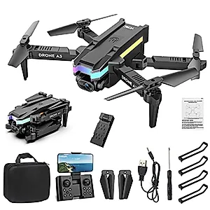 Drone with Dual 4K HD Camera, 2023 Remote Control Quadcopter Foldable Mini Drone Helicopter Toys Gifts for Kids & Adults, Altitude Hold,50X ZOOM,with Battery & Handbag (Black 1 Battery)