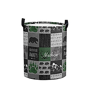 Adventure Bears Personalized Laundry Basket ,Custom Foldable Storage Bins Laundry Hamper for Nursery Pet Toys Clothes