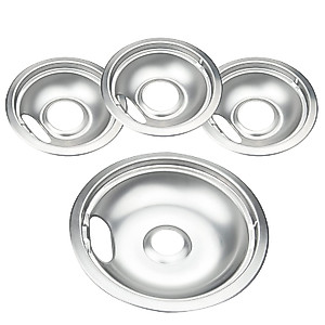 Drip Pan Electric Stove Burner Covers for Whirlpool W10278125 W10196405 W10196406, 4 Pack (3) 6" & (1) 8"