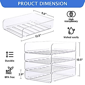 CiWiVOKi Set of 4 Office Organization and Storage, Clear PET Letter Tray Desk Organizer, Stackable Paper Tray Organizer for Desk Accessories, Notes, Pens, File Paper, Document