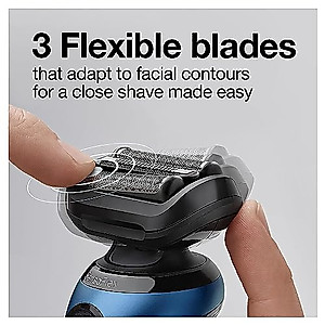 Braun Series 6 6095cc Electric Razor for Men with SmartCare Center, Beard Trimmer, Stubble Beard Trimmer, Cleansing Brush, Wet & Dry, Rechargeable, Cordless Foil Shaver, Blue
