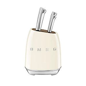 Smeg Cream Stainless Steel Knife Block Set