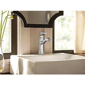 Moen Dartmoor Chrome Single Handle Bathroom Sink Faucet with Optional Deckplate, 6803