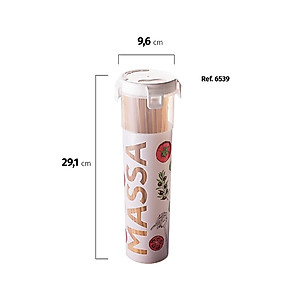 Airtight Cylinder Pasta Container with Serving Portion Lid | Locking Lid with 1-2 Serving Portions Options | BPA-Free Plastic Noodle Container | Kitchen Pantry Organization and Storage