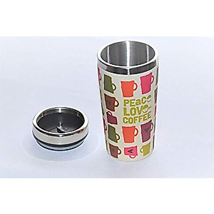 Travel Bamboo Fiber Peace Love Coffee Mug Stainless Steel 14oz Tea Hot Cold Cup