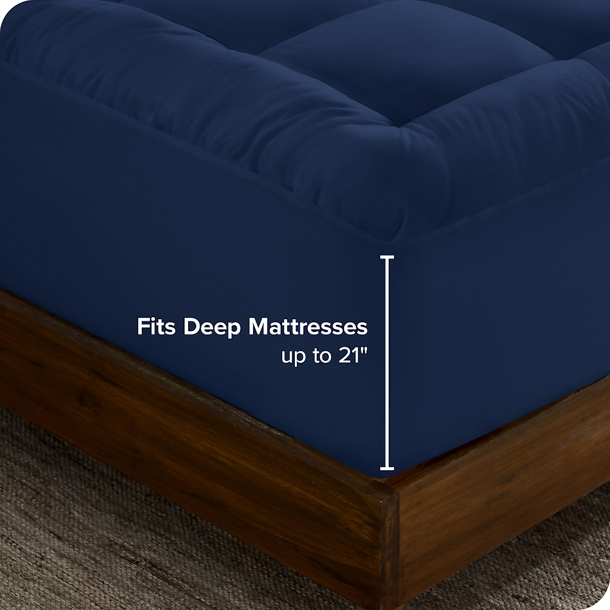 Bare Home Deep Pocket Cotton Top Mattress Pad Twin - Dark Blue