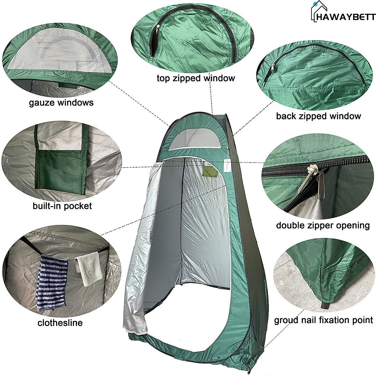 HAWAYBETT Portable Lightweight Pop-Up Outdoor Changing Tent，Waterproof Portable Set Up Dressing Room, Mobile Toilet, Fishing Shade, Private Shower，Fitting Room with Carry Bag