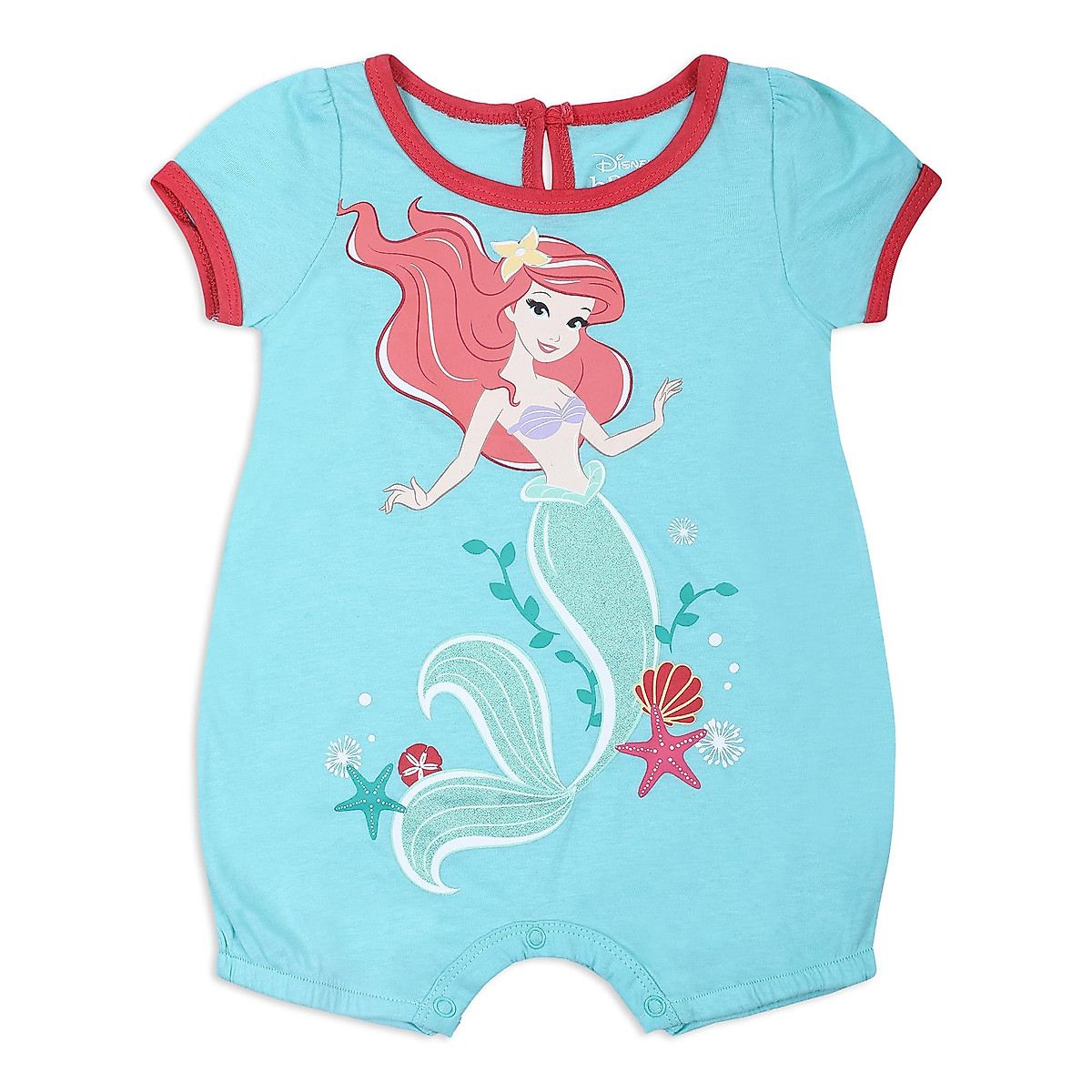 Disney Baby Ariel The Little Mermaid 3 Pack Rompers, Orange, 3-6 Months
