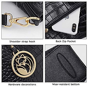 FOXLOVER Cow Leather Tote Bags for Women Large Capacity Top-Handle Handbag  Crocodile Pattern Women’s Shoulder Bag Purse Ladies Casual Crossbody Bag Hobo Bags