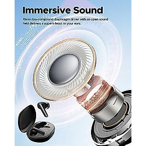 truefree T2 Wireless Earbuds Bluetooth 5.3 Headphones with 4 Mics Noise Cancelling for iOS/Android/Laptop, Gaming/Deep Bass Music, 23Hrs of Playtime, Multiple Eartips(S/M/L)