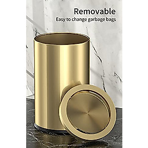Black Bathroom Trash can with lids, Gold Trash can,Office Trash can,Garbage can with a lid for Bedroom,Living Room,Kitchen (Black with Silver Lid)