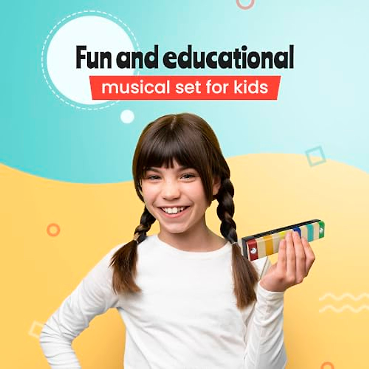 Stoie's Kids Musical Instruments Set 19 pcs for Toddler Ages 3-5 - Baby Wooden Percussion Musical Toys for Little Boys & Girls 9-12 Years Old- with Xylophone and Maracas - to Play in First Mini Band