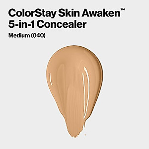 Revlon ColorStay Skin Awaken 5-in-1 Concealer, Lightweight, Creamy Longlasting Face Makeup with Caffeine & Vitamin C, For Imperfections, Dark Circles & Redness, 040 Medium, 0.27 fl oz