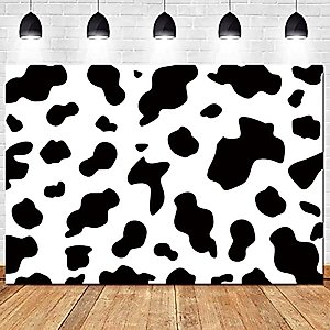 HQM Cow Party Photography Backdrops Black and White Cow Farm Animal Happy Birthday Photo Background Kid's Birthday Party Newborn Baby Shower Banner Props Supplies 5x3ft