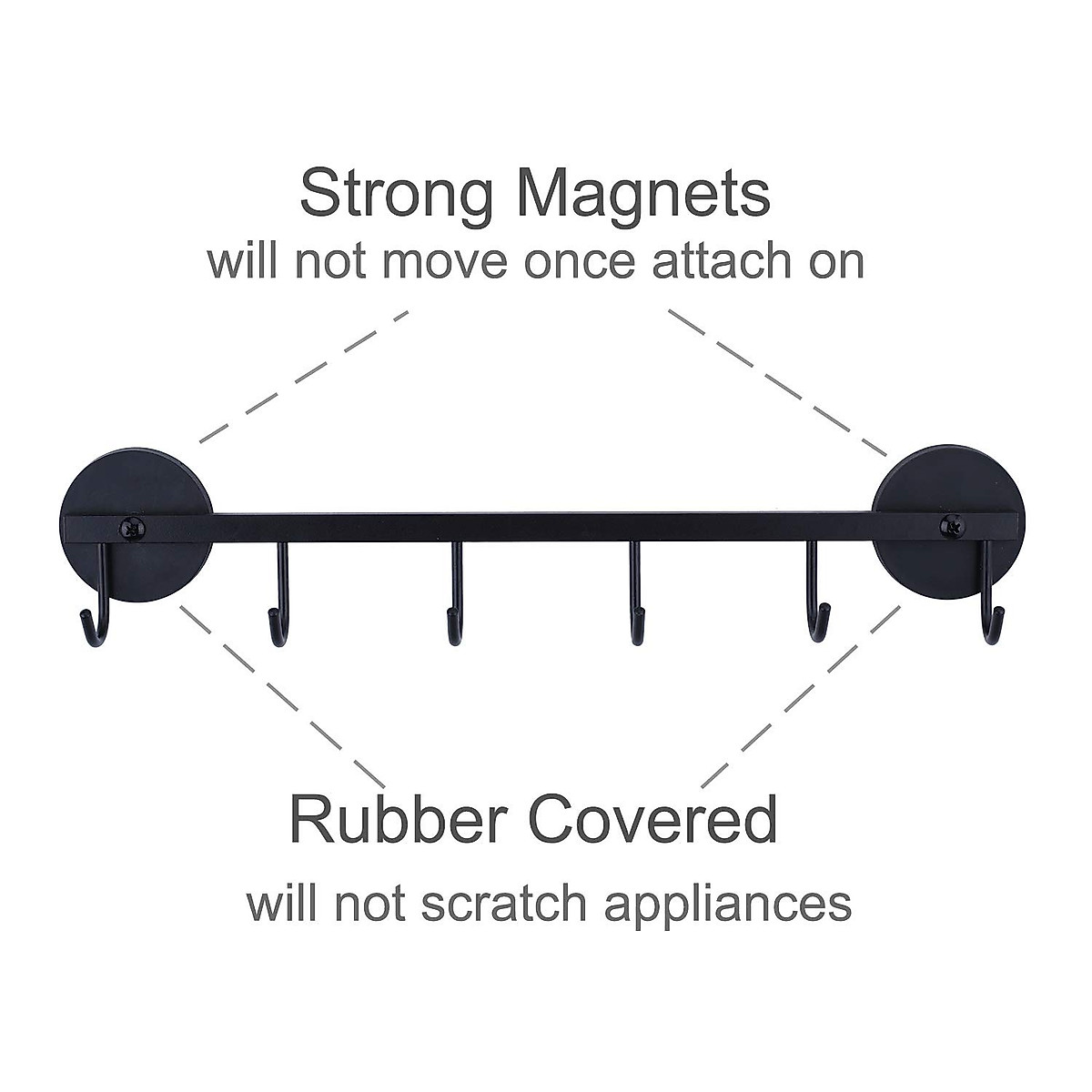 LEVOSHUA 6 Hooks Magnetic Utensil Holder Untensil Rack Tool Hanger Organizer for Refrigerator, Metal Cabinet, Metal Stove, Grill, BBQ