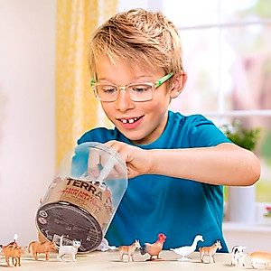 Terra by Battat – Toy Farm Animals Tube – 60 Mini Figures in 12 Realistic Designs – Barnyard Animals in Storage Tube – Cow, Pig, Goat, Sheep & More – Farm Animals – 3 Years +