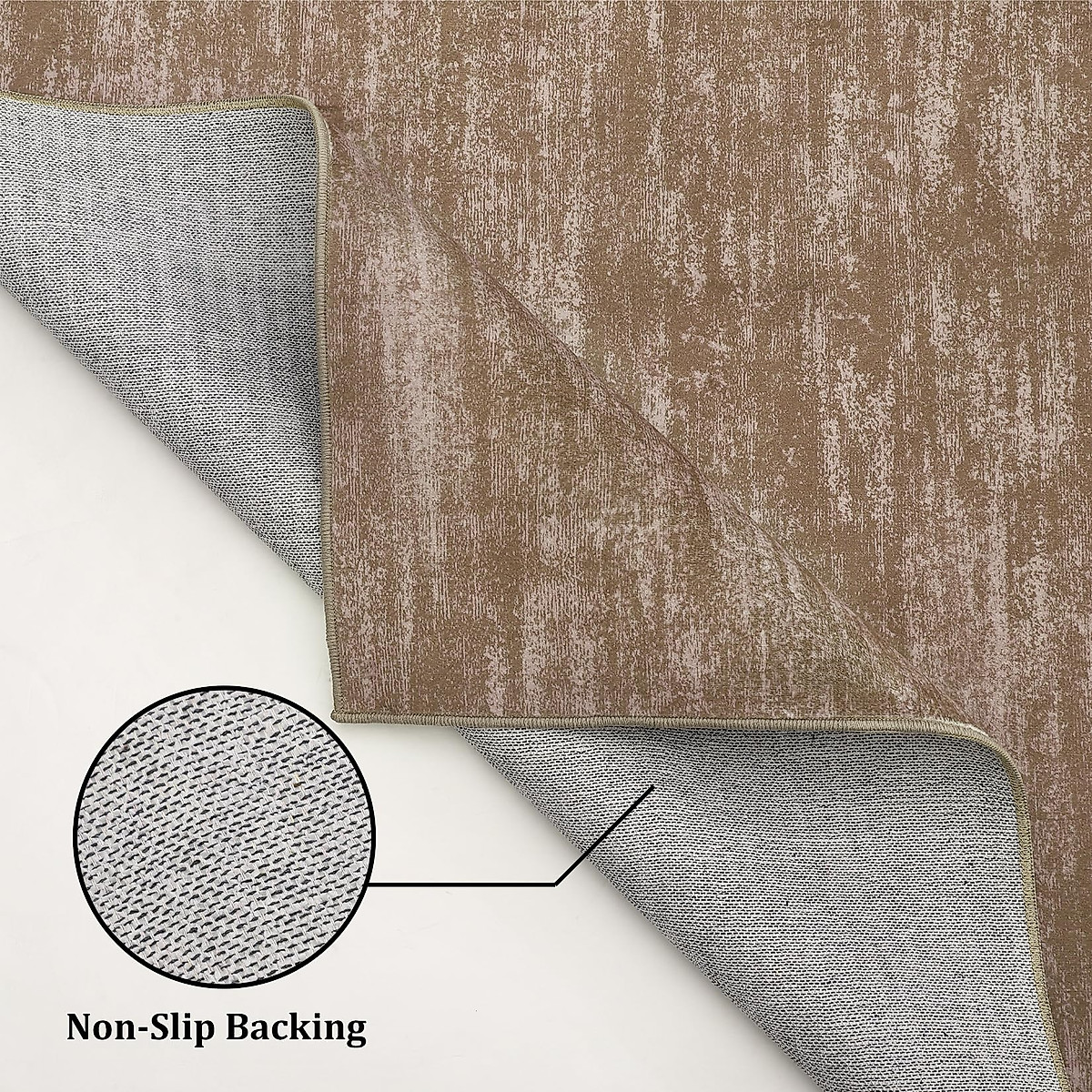 GarveeHome Washable Rug 5x7 Modern Solid Area Rug Indoor Non Slip Throw Floor Cover Contemporary Rug Boho Accent Area Rug Farmhouse Low Pile Rug Carpet for Living Room Bedroom, Taupe